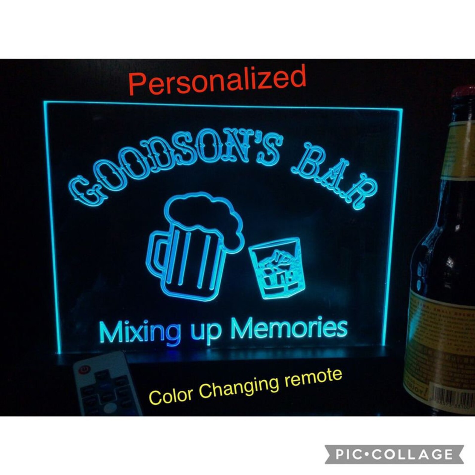 Custom Multi-color LED CHASING Lighted Plexiglass Sign Custom Bar Sign ...