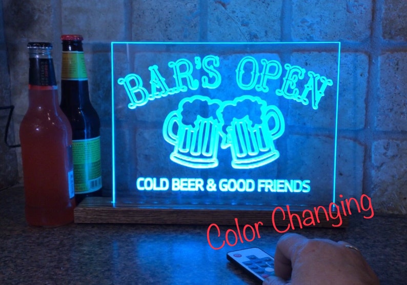 Custom Multi-color LED CHASING Lighted Plexiglass Sign Custom Bar Sign ...