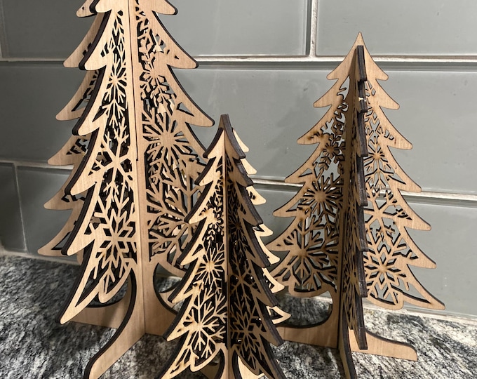Laser Cut Christmas Snowflake Wooden Christmas Tree, Wooden Tree ...