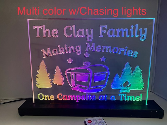 Multi NEON Color Chasing LED Lights Camper Campsite Sign | Etsy