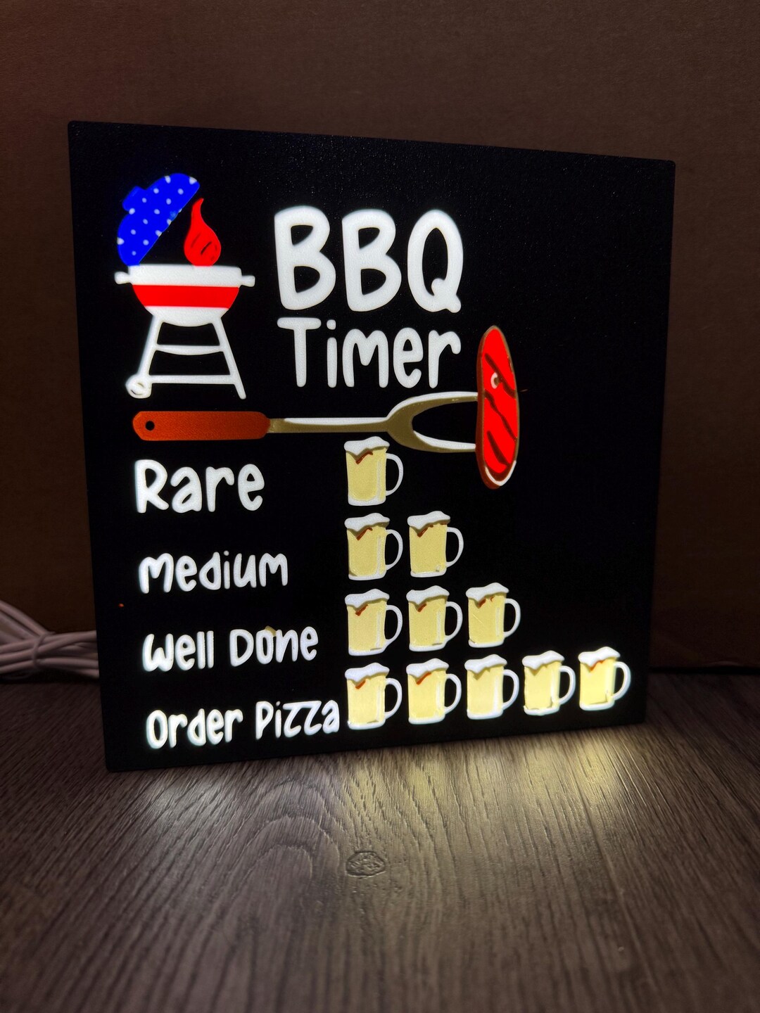 BBQ Grill Timmer Custom 3D Printed Lighted Sign Lightbox - Etsy