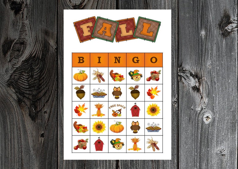 Fall Autumn Bingo 30 Printable Halloween Thanksgiving Party Bingo Game ...