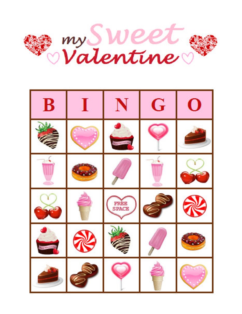 Valentine Bingo Game: 30 Printable Holiday Party Cards (PDF) - Etsy