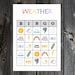 Weather Bingo 30 Printable Fun Educational Kids Birthday Party Bingo ...