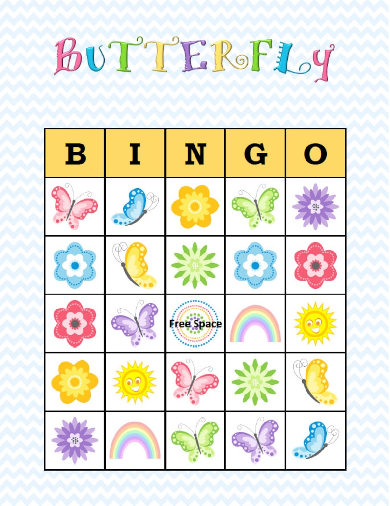 Butterfly Bingo 30 Printable Spring/summer Garden Birthday/bridal/baby ...