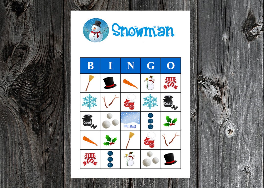 Snowman Winter Bingo 30 Printable Christmas Holiday Party Bingo Game ...