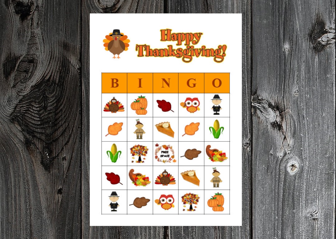 Happy Thanksgiving Bingo 30 Printable Fall Thanksgiving Party Bingo ...