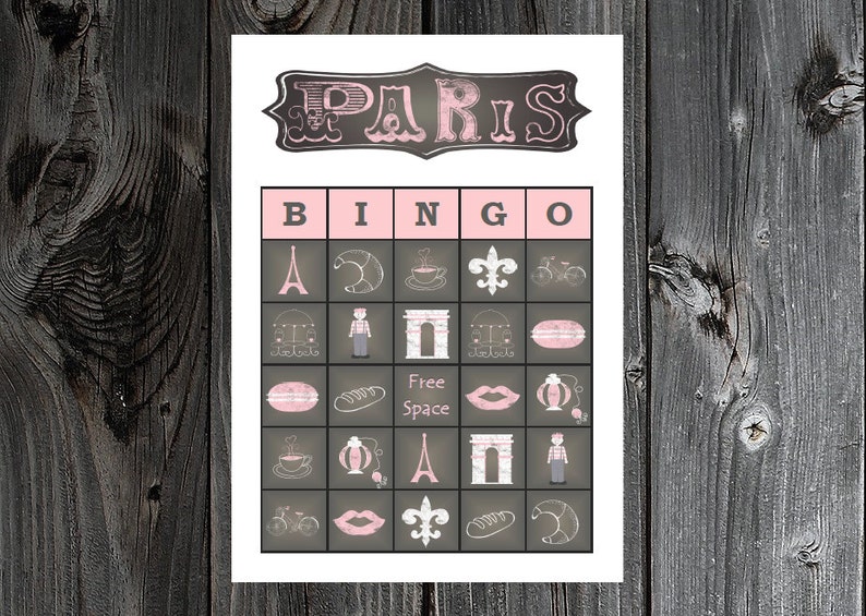 Paris Bingo 30 Printable Birthday / Bridal Party Bingo Game Cards - Etsy