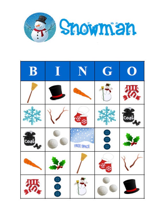 Snowman Winter Bingo 30 Printable Christmas Holiday Party | Etsy
