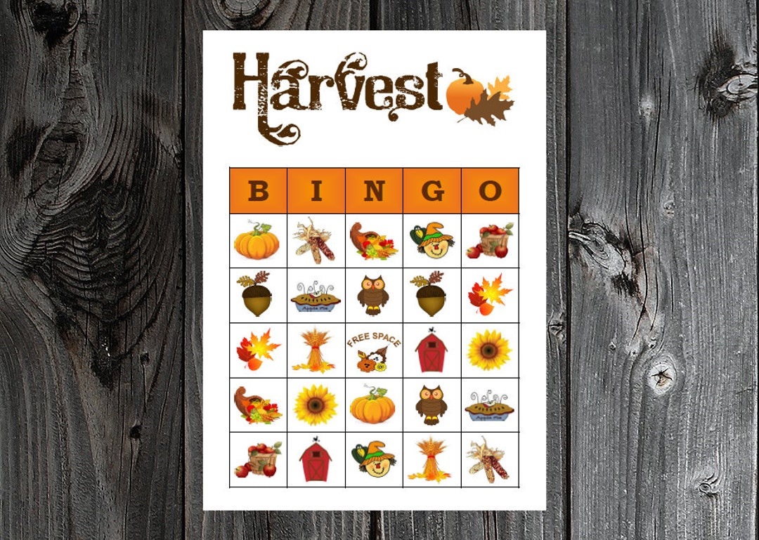Harvest Fall Autumn Bingo 30 Printable Halloween Thanksgiving Party ...