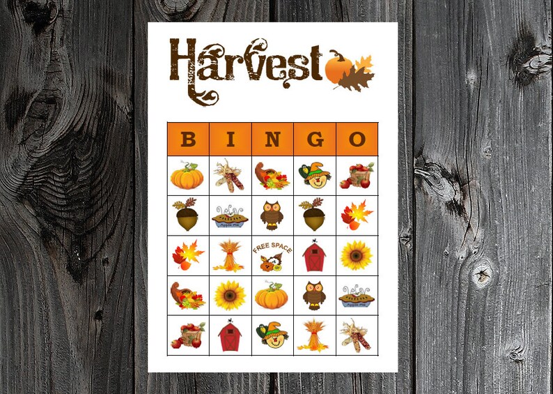 Harvest Fall Autumn Bingo 30 Printable Halloween Thanksgiving Party ...