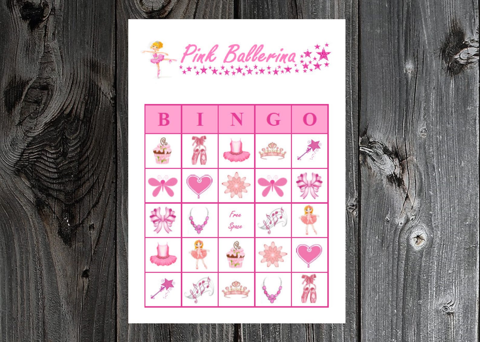 Pink Ballerina Bingo 30 Printable Girl Birthday Party Bingo Game Cards ...