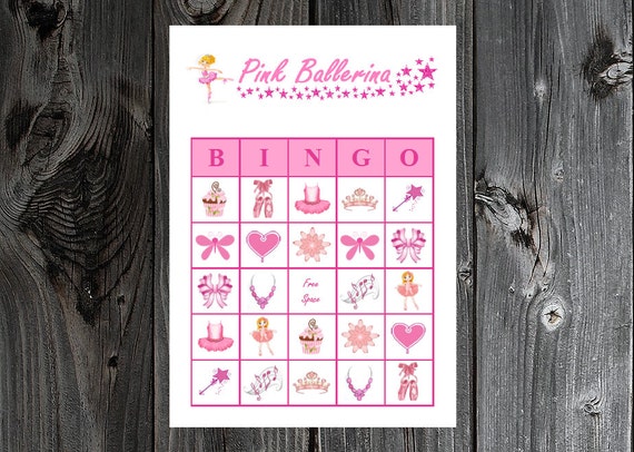 Pink Ballerina Bingo 30 Printable Girl Birthday Party Bingo | Etsy ...