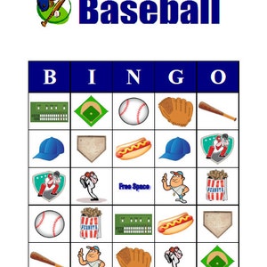 Baseball Bingo 30 Printable Sports Birthday / Super Bowl Party Bingo ...