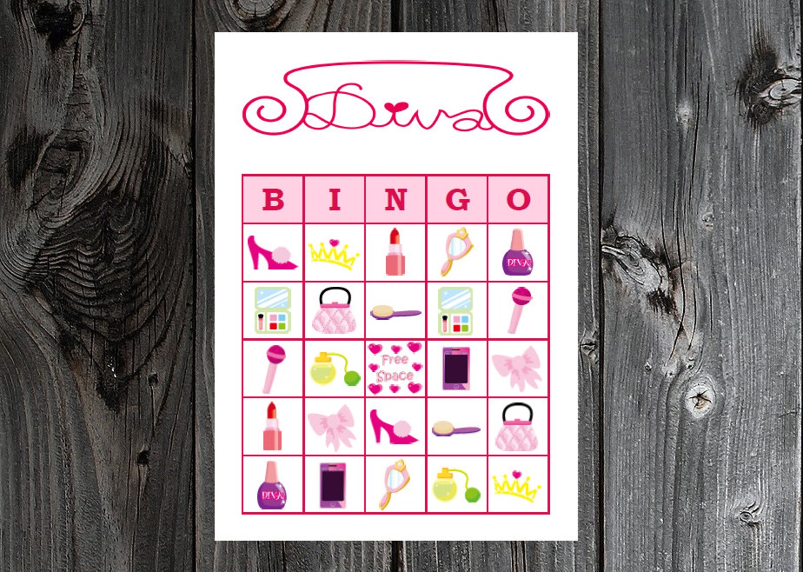 Diva Princess Bingo 30 Printable Slumber Party Birthday / Bachelorette ...