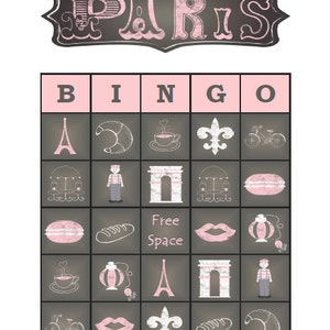 Paris Bingo 30 Printable Birthday / Bridal Party Bingo Game Cards - Etsy
