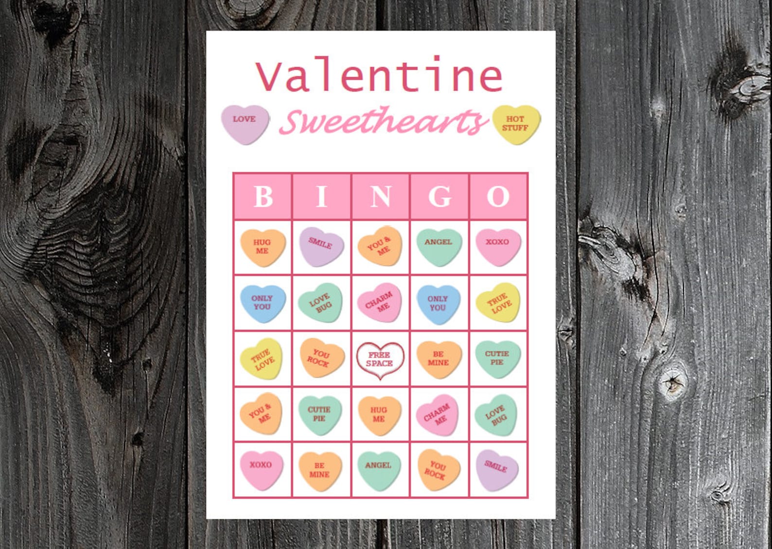Valentine Bingo 30 Printable Valentine Sweethearts Holiday Party Bingo ...