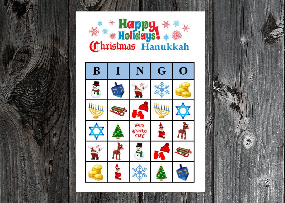 Christmas Hanukkah Bingo 30 Printable Happy Holidays Party Bingo Game ...