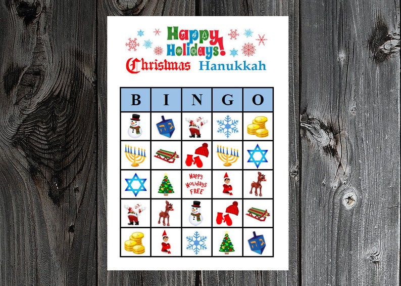 Christmas Hanukkah Bingo 30 Printable Happy Holidays Party Bingo Game ...