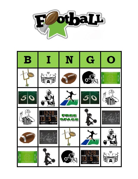 Football Bingo 30 Printable Sports Birthday / Superbowl Party Bingo ...