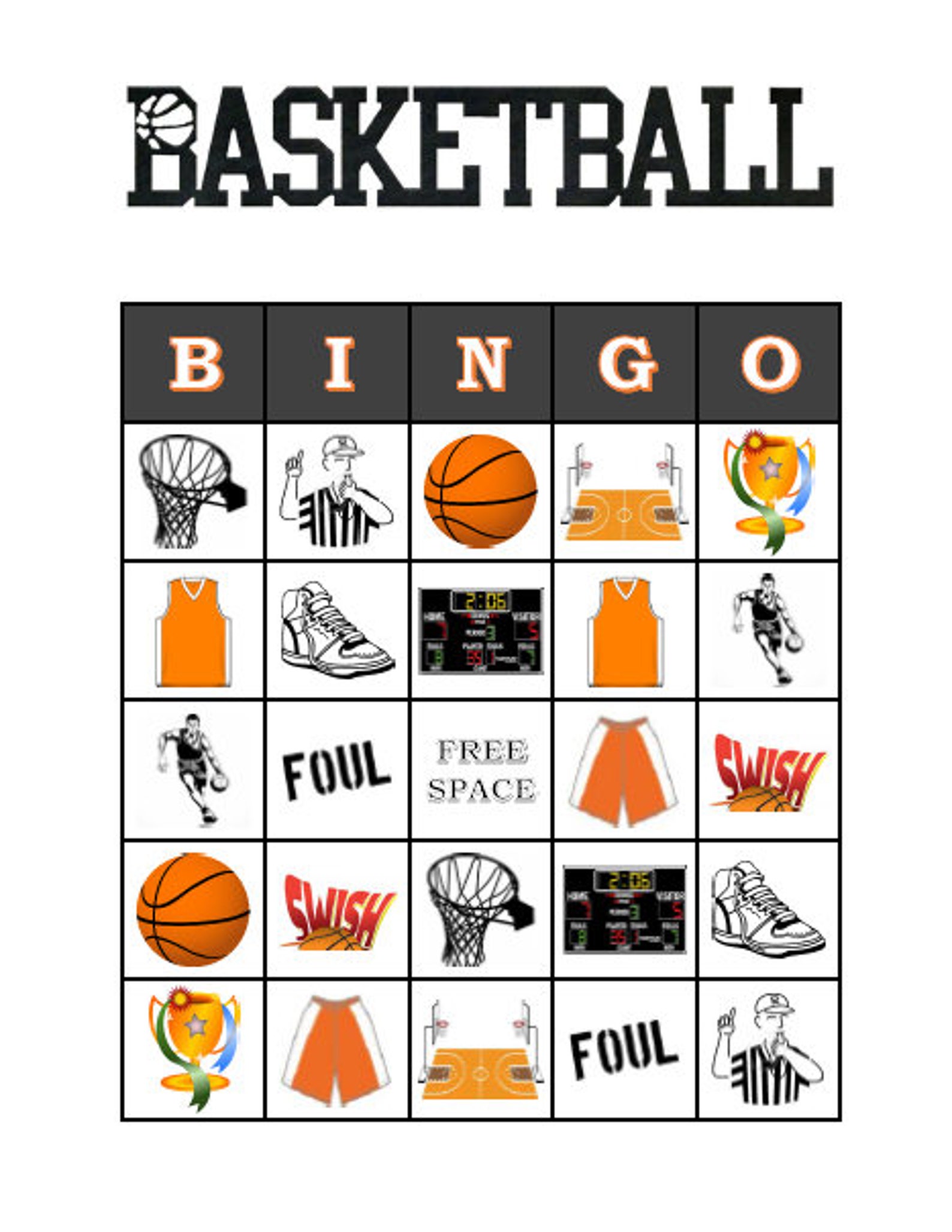 Basketball Bingo 30 Printable Sports Birthday Party Bingo Game Cards - Etsy