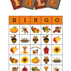 Fall Autumn Bingo 30 Printable Halloween Thanksgiving Party Bingo Game ...