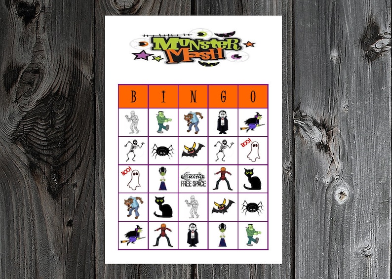 Halloween Monster Bingo: 30 Printable Party Game Cards (PDF) - Etsy