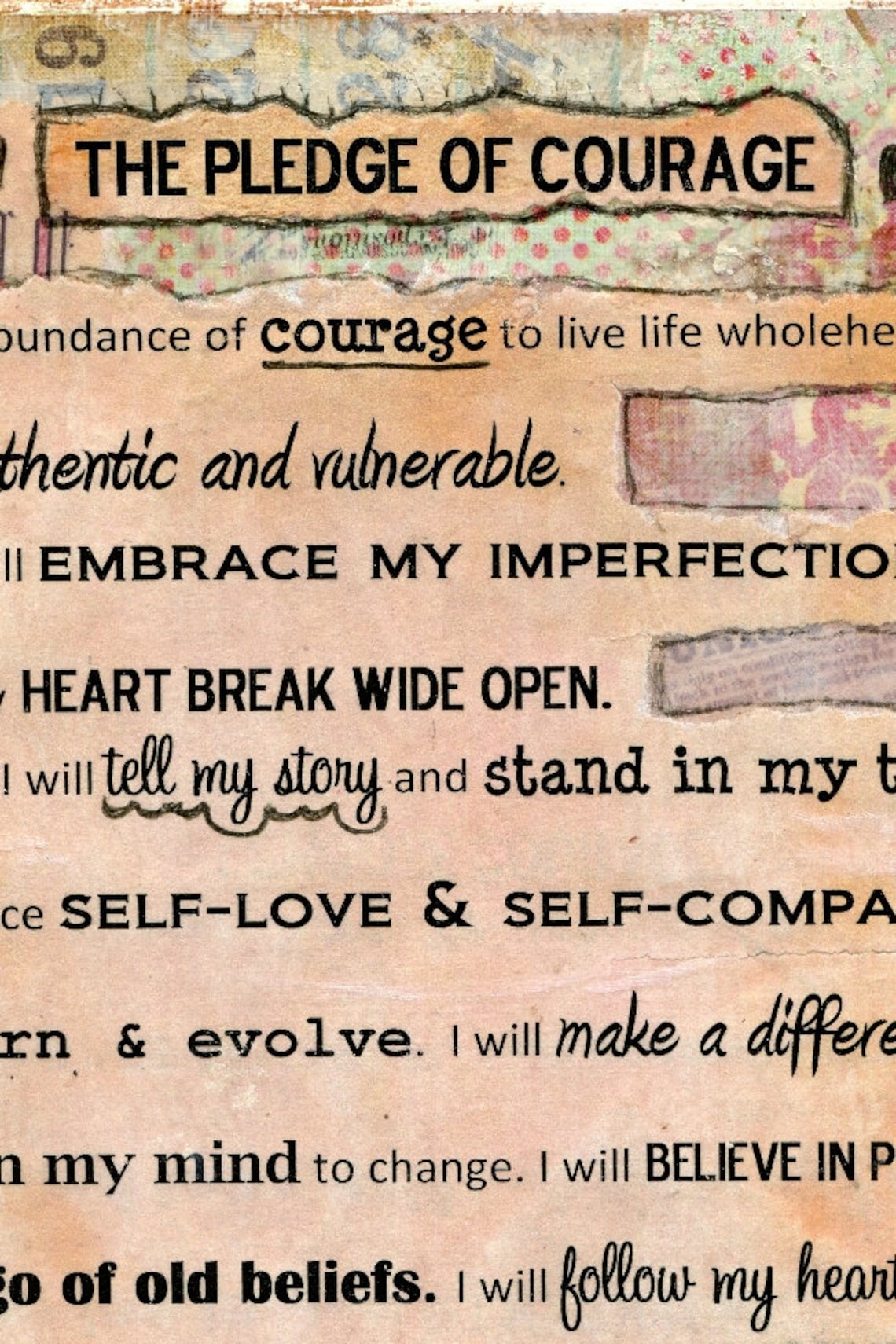 Inspirational Quote, Courage Pledge, Spiritual Gift, Affirmation ...