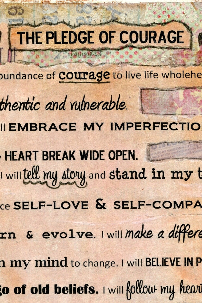 Courage Pledge Art Print: Inspirational Quote, Spiritual Gift (8x10) - Etsy