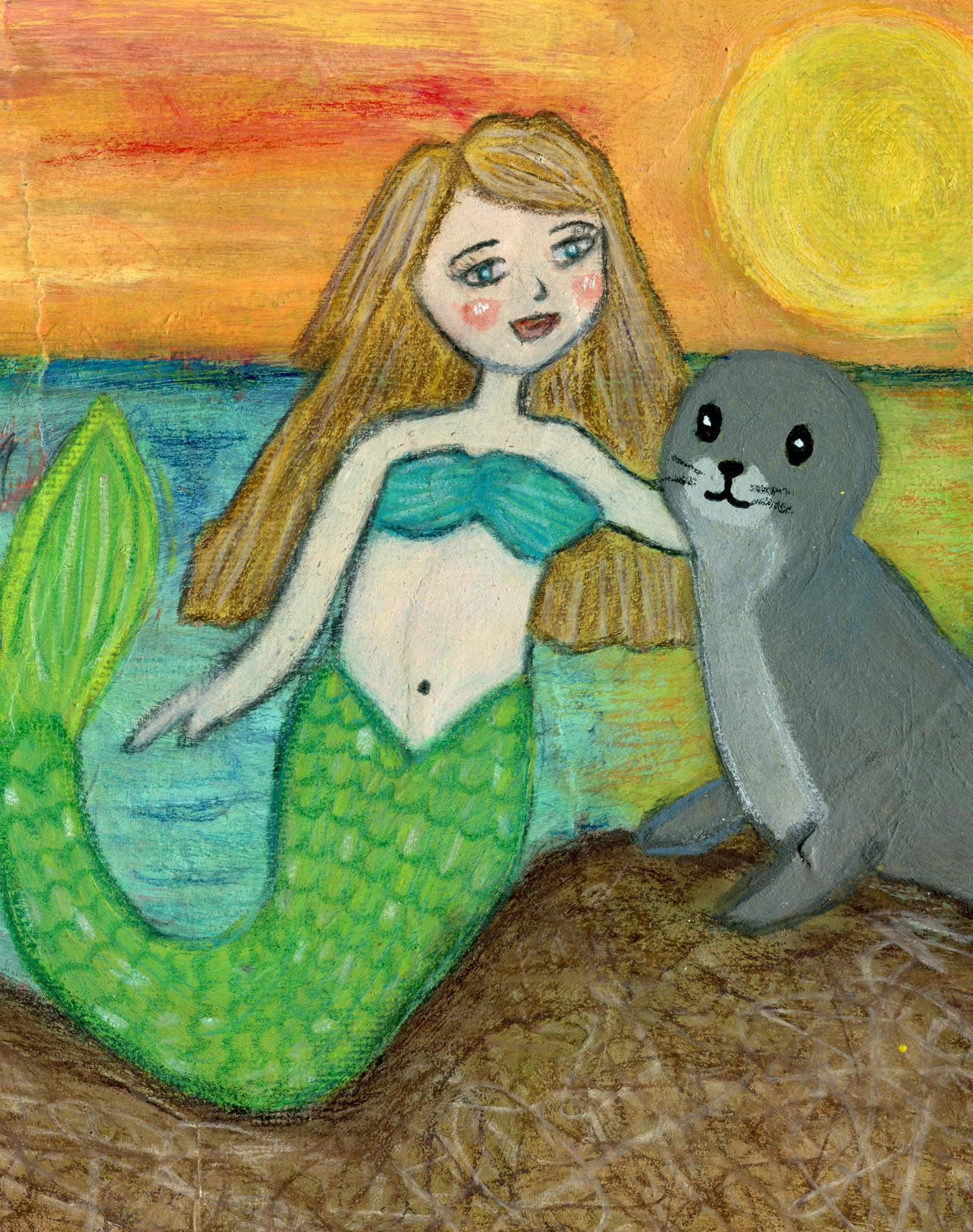 Mermaid & Seal Wall Art Mermaid Decor Under the Sea Wall - Etsy