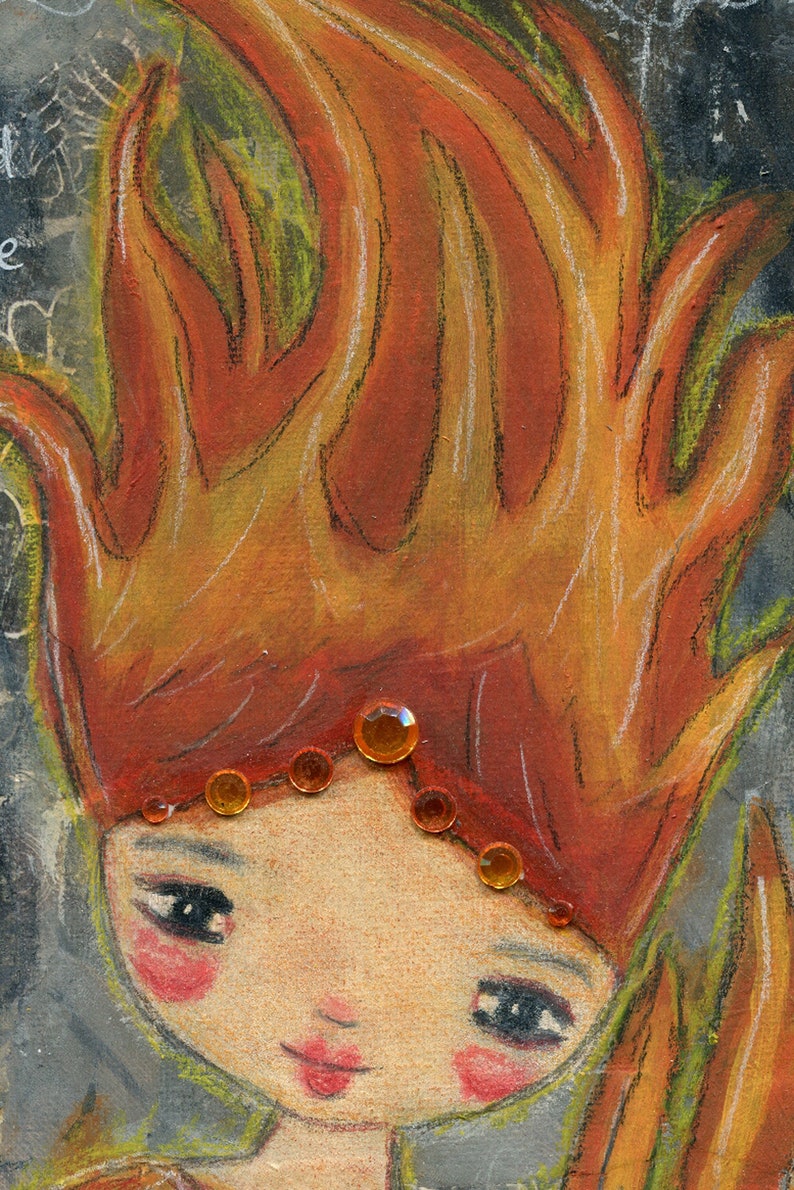 Girl on Fire Art, 8x10 Girl Art Print, Shine Your Light Art, Spiritual ...