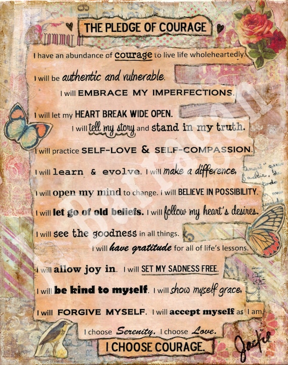 Inspirational Quote Courage Pledge Spiritual Gift | Etsy
