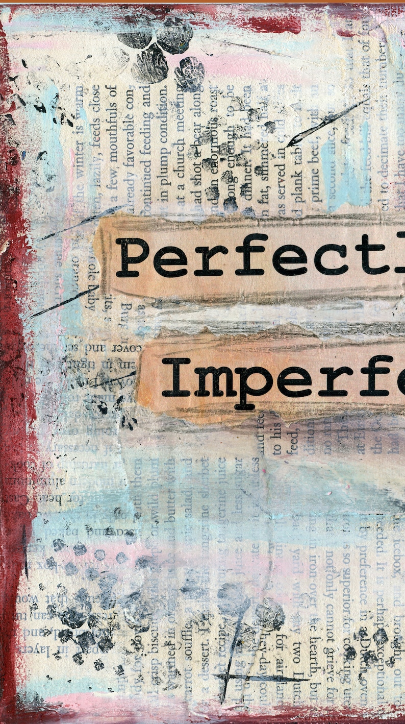 Perfectly Imperfect Art, Grungey Heart Wall Art, Embrace Imperfection ...