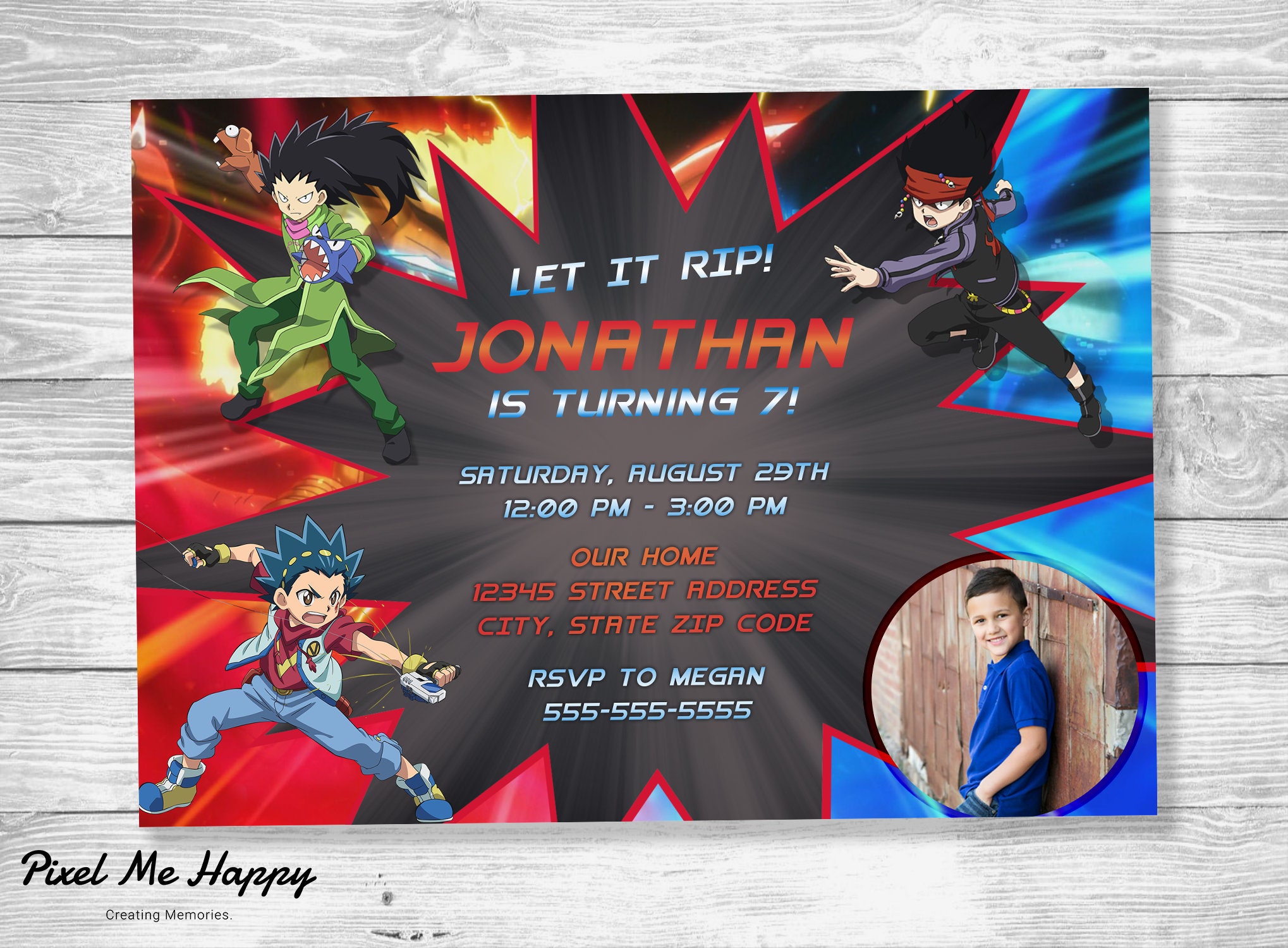 Beyblade Birthday Party Invitations