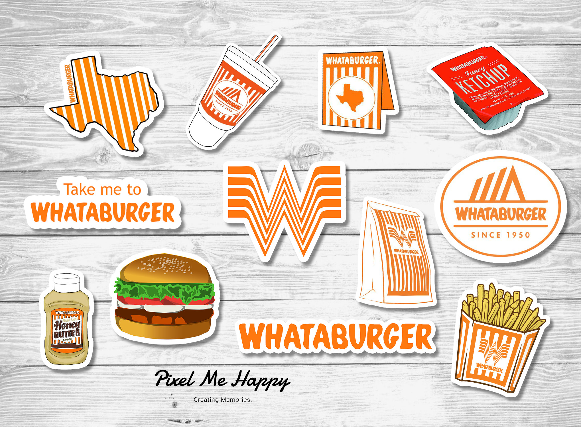 Whataburger Themed Stickers 12 Count Sticker Set | Etsy
