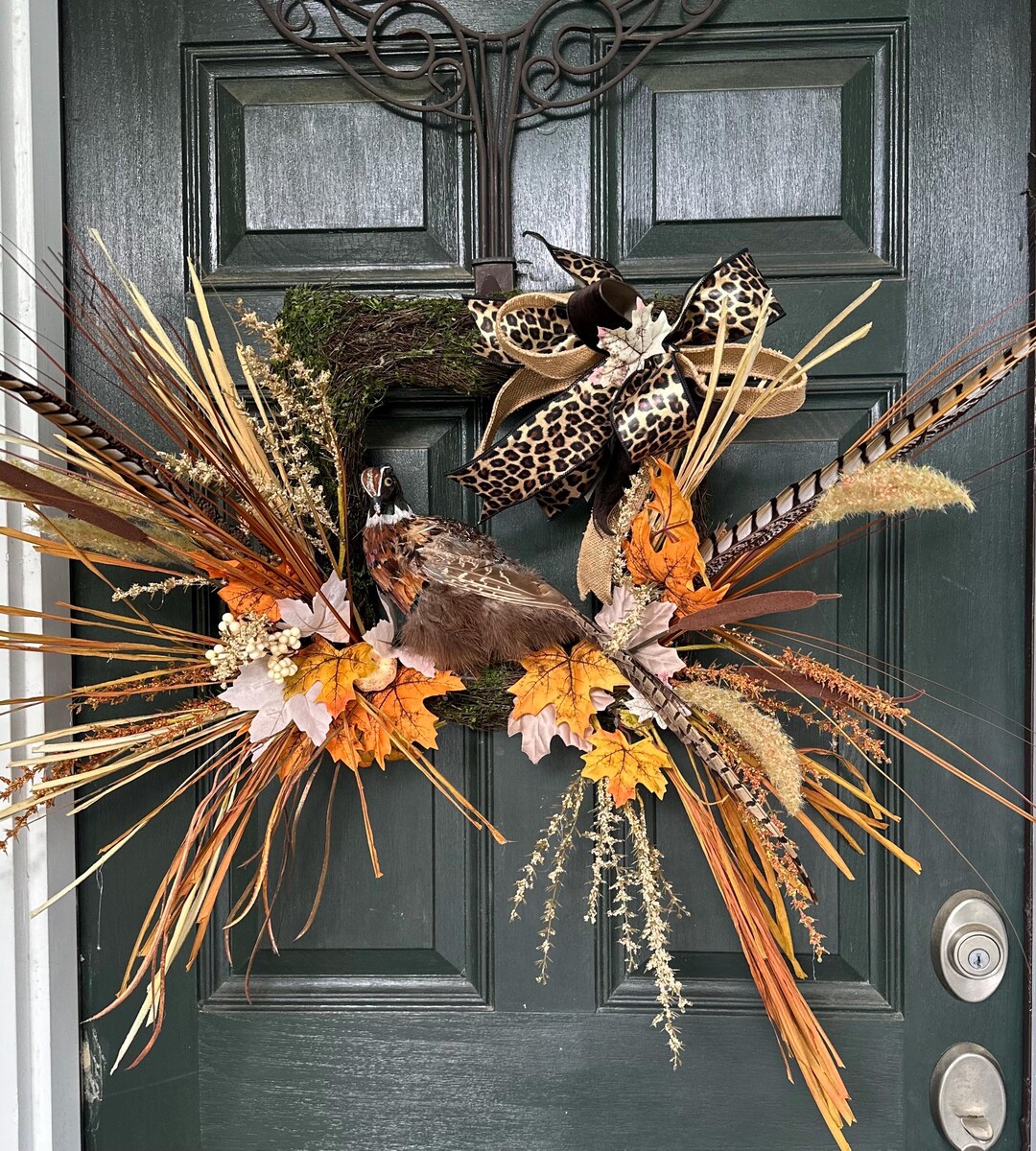 Pheasant Wreath: Jeweled Bird Nesting in Reeds - Etsy