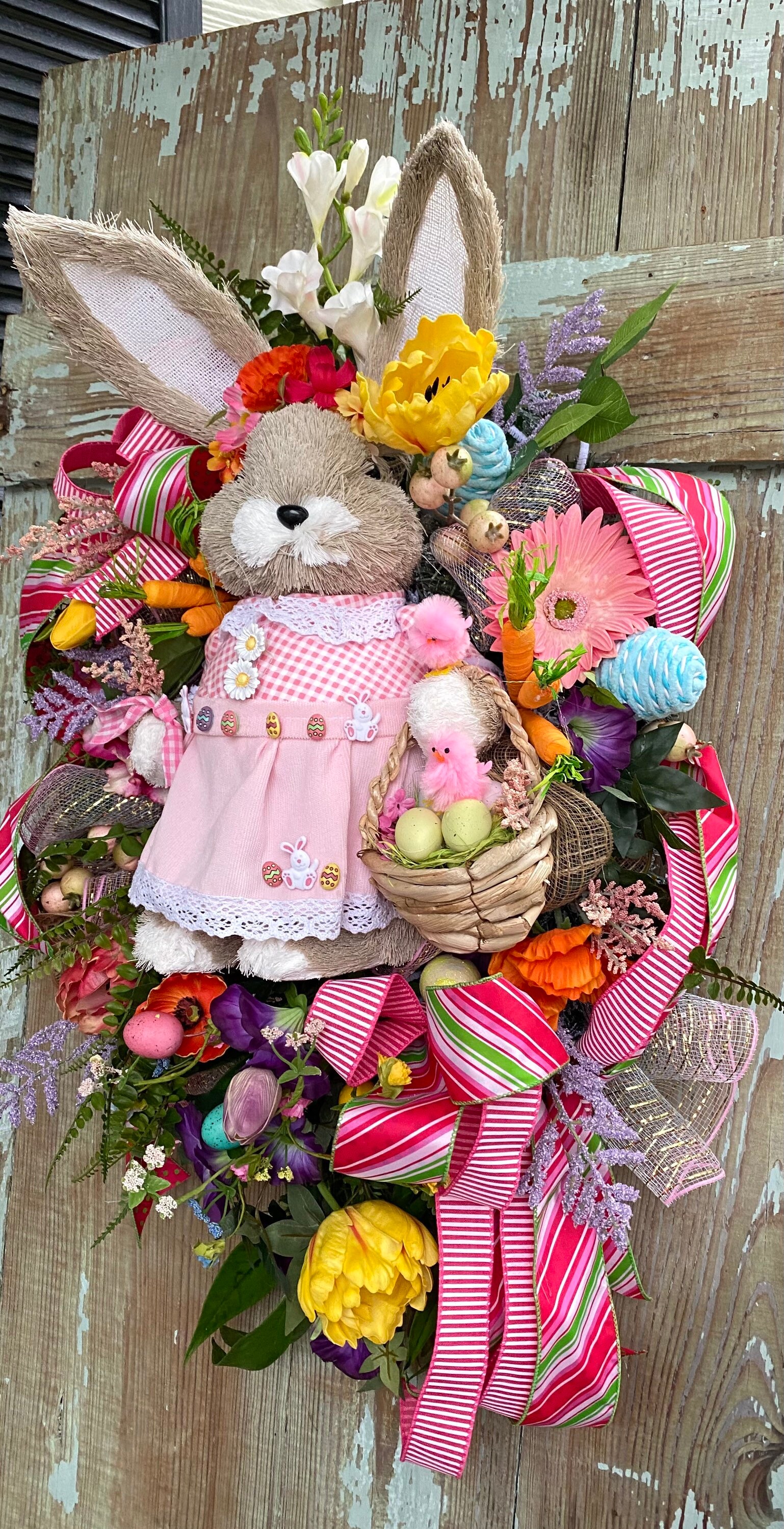 Easter Bunny Wreath. Easter Decor. Bunny Wreath. Chicks and - Etsy