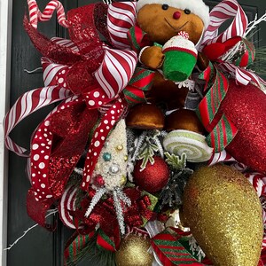 Christmas Wreath, Elf Wreath, Candy and Elf, Light Bulbs and Elf - Etsy