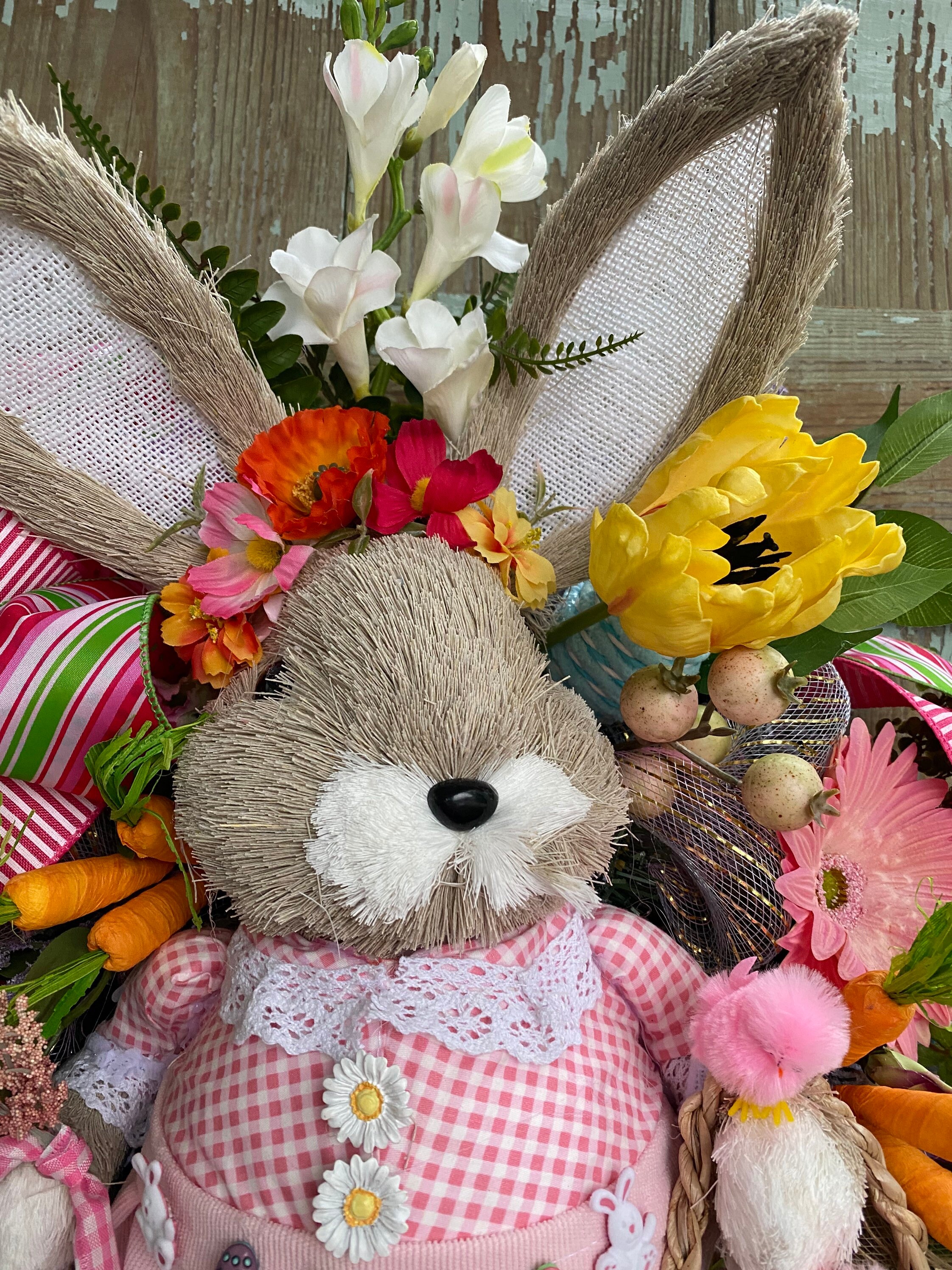 Easter Bunny Wreath. Easter Decor. Bunny Wreath. Chicks and - Etsy