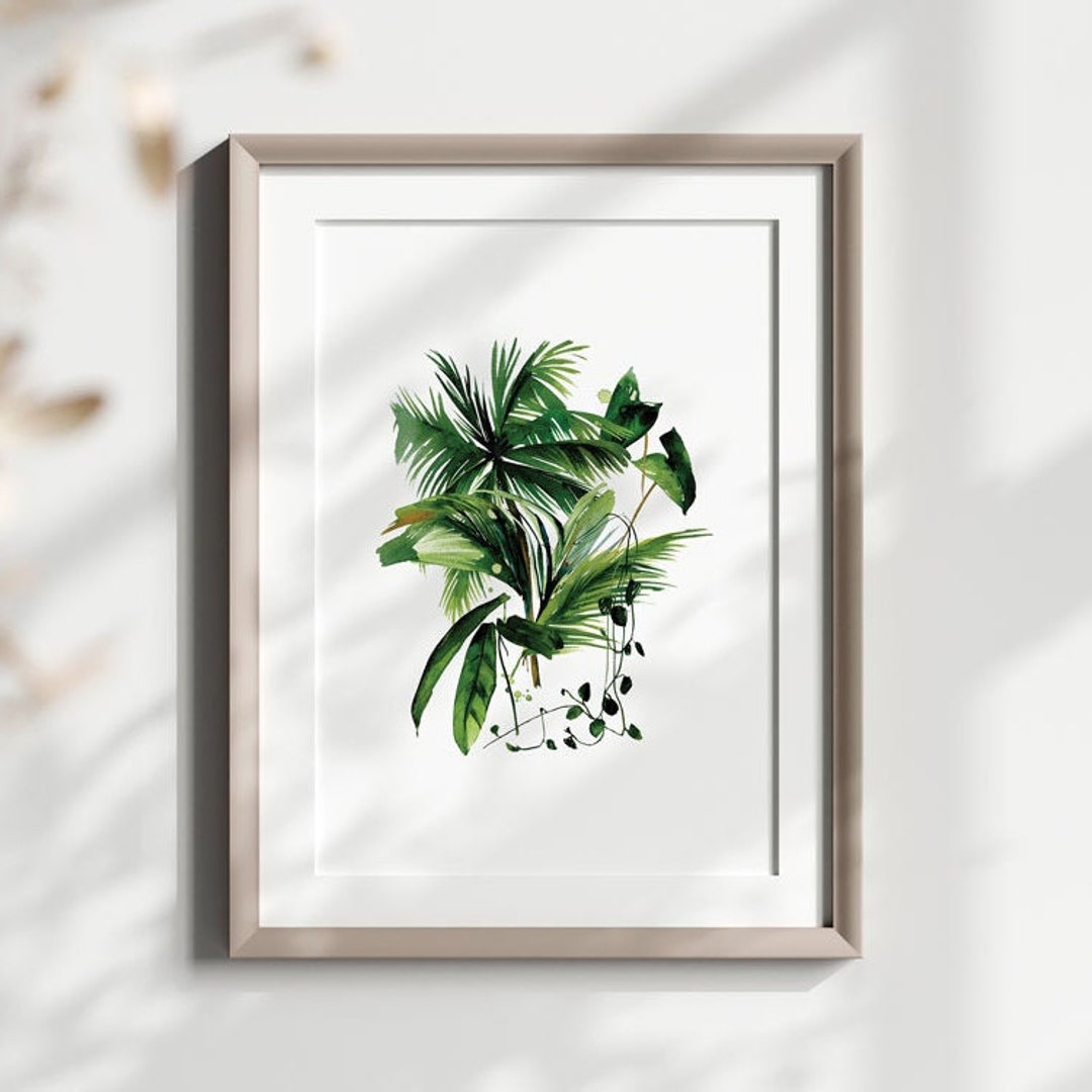 Watercolor Tropical Greenery Print, Printable Wall Art, Greenery Wall ...