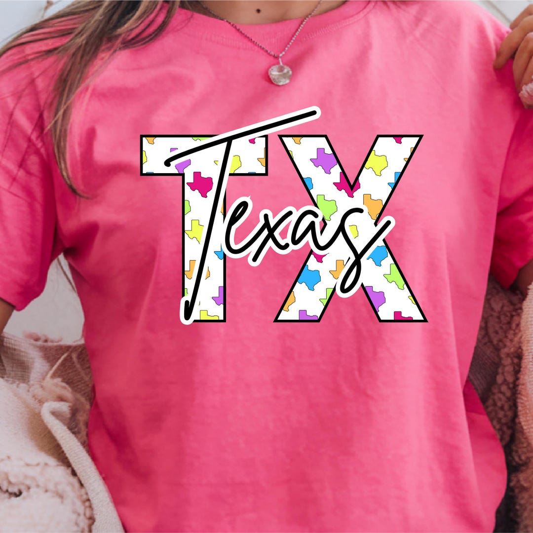 Colorful Texas State Outline PNG - Sublimation and DTF Design (digital ...