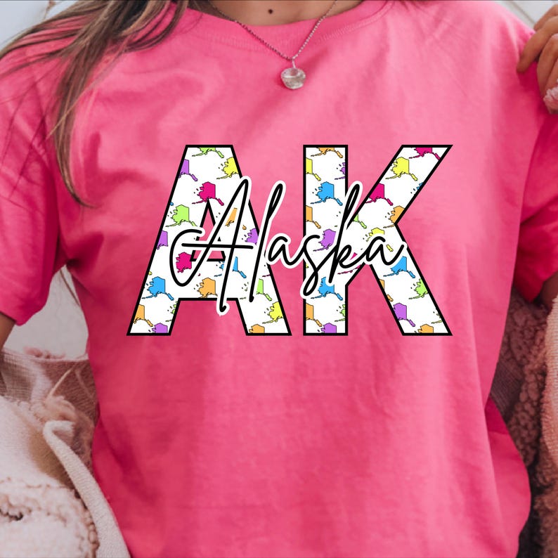 Colorful Alaska State Outline PNG - Sublimation and DTF Design (digital ...