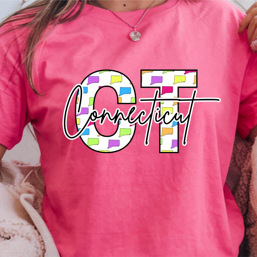 Colorful Connecticut State Outline PNG - Sublimation and DTF Design ...