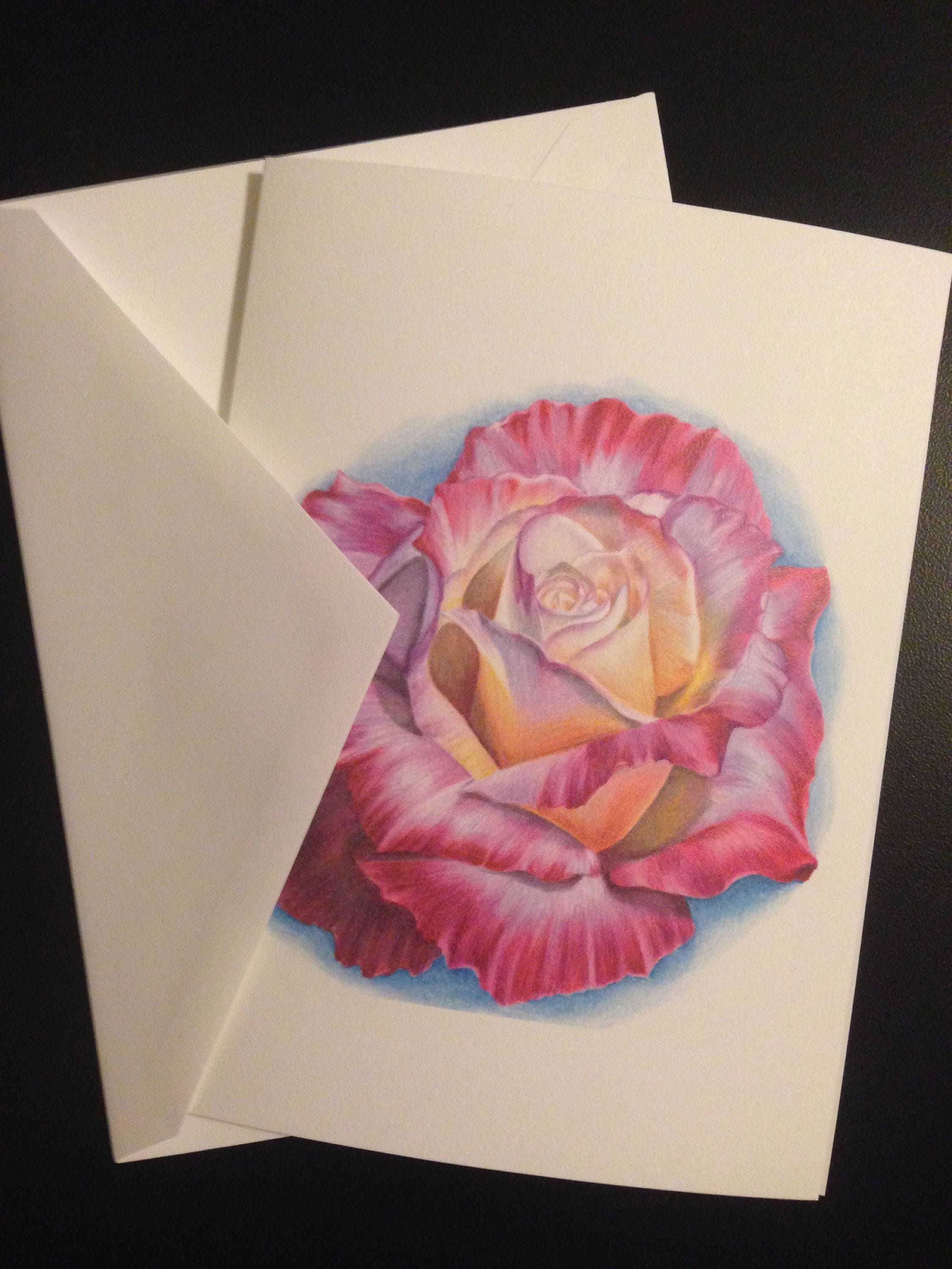 Pink Rose Card - Etsy