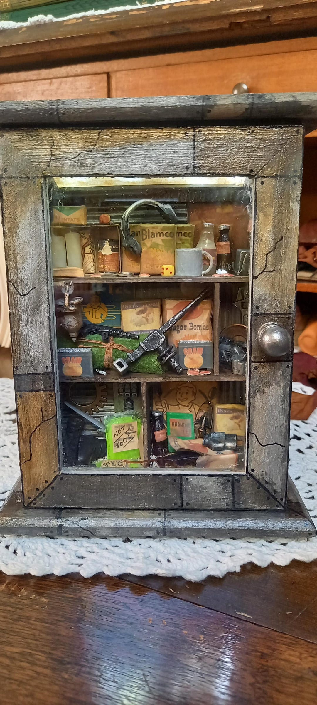 Miniature Fallout Cabinet * Fallout * Shadow Box * Dollhouse Room ...