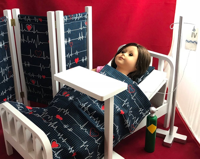 Doll Hospital Room Wooden Play Set for 18 Dolls With Bed, Privacy ...