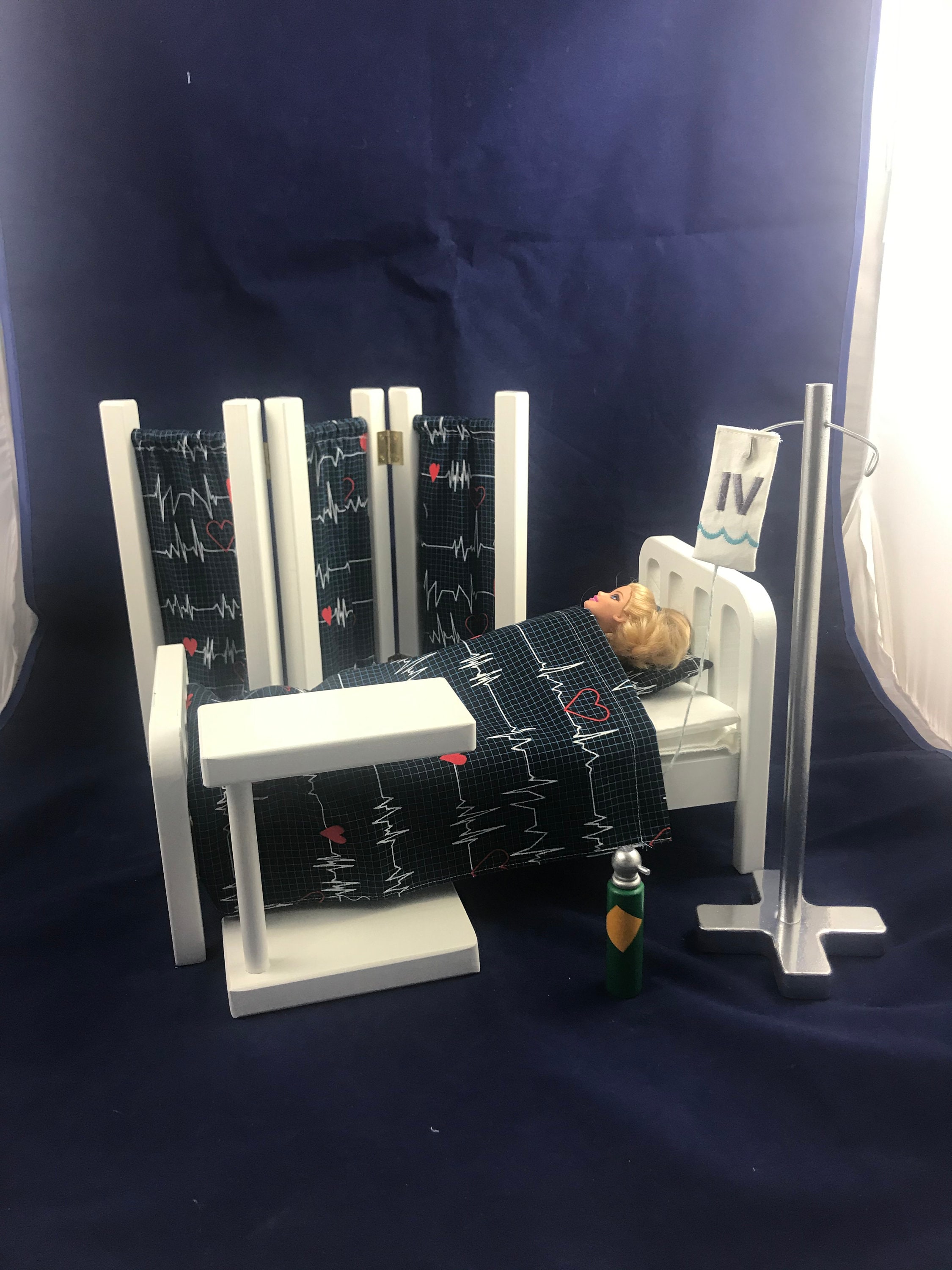 Doll Hospital Room Wooden Play Set for 11" Dolls Such as Barbie or With ...