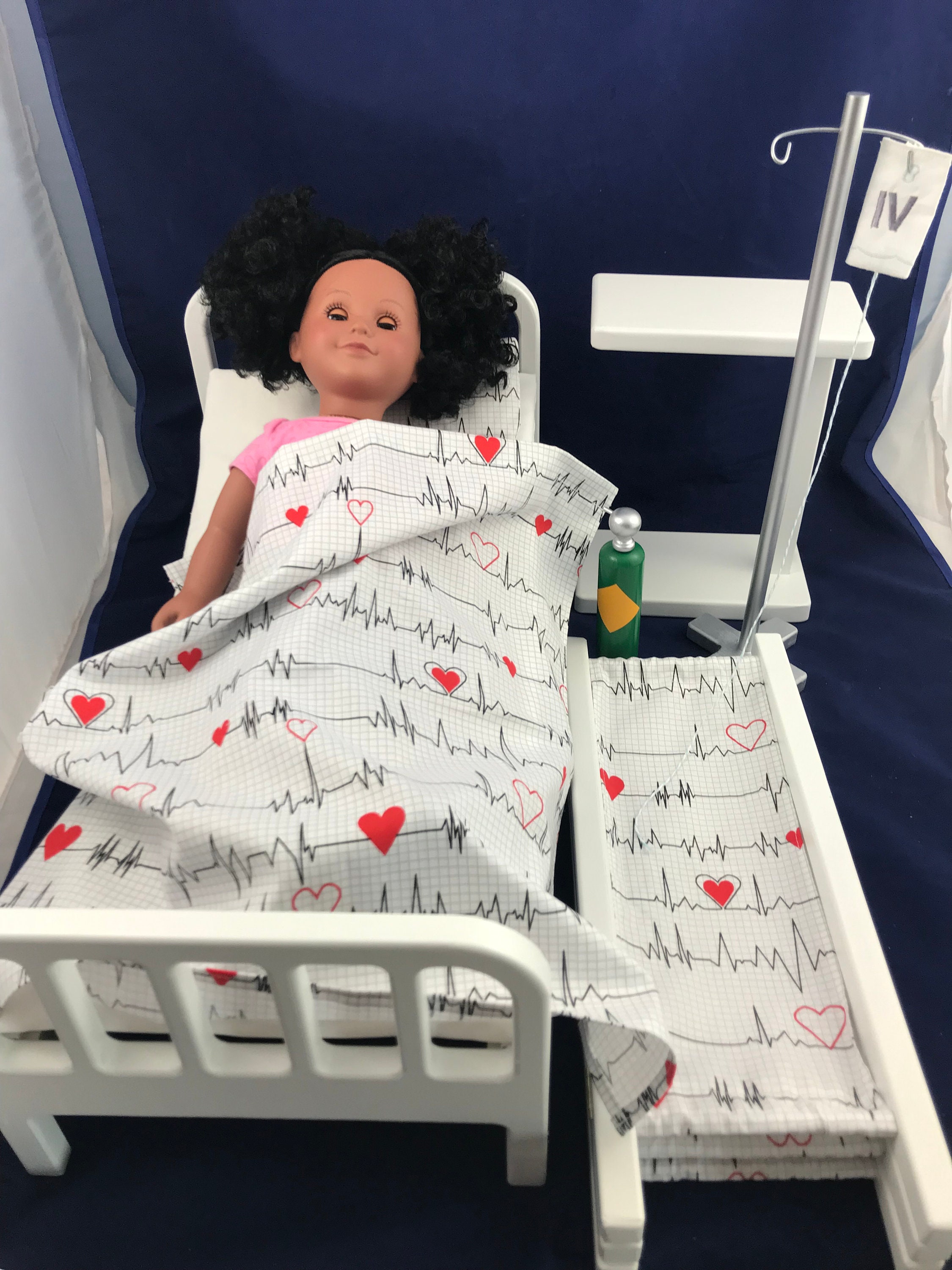 Doll Hospital Room Wooden Play Set for 18" Dolls With Bed, Privacy ...