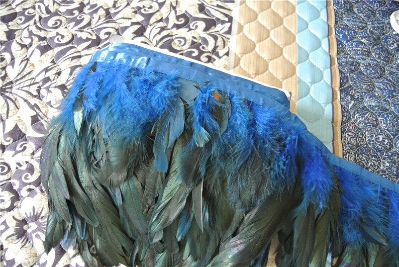 Rooster Hackle Feather Fringe Trim 2 Yards of Royal Blue Color | Etsy