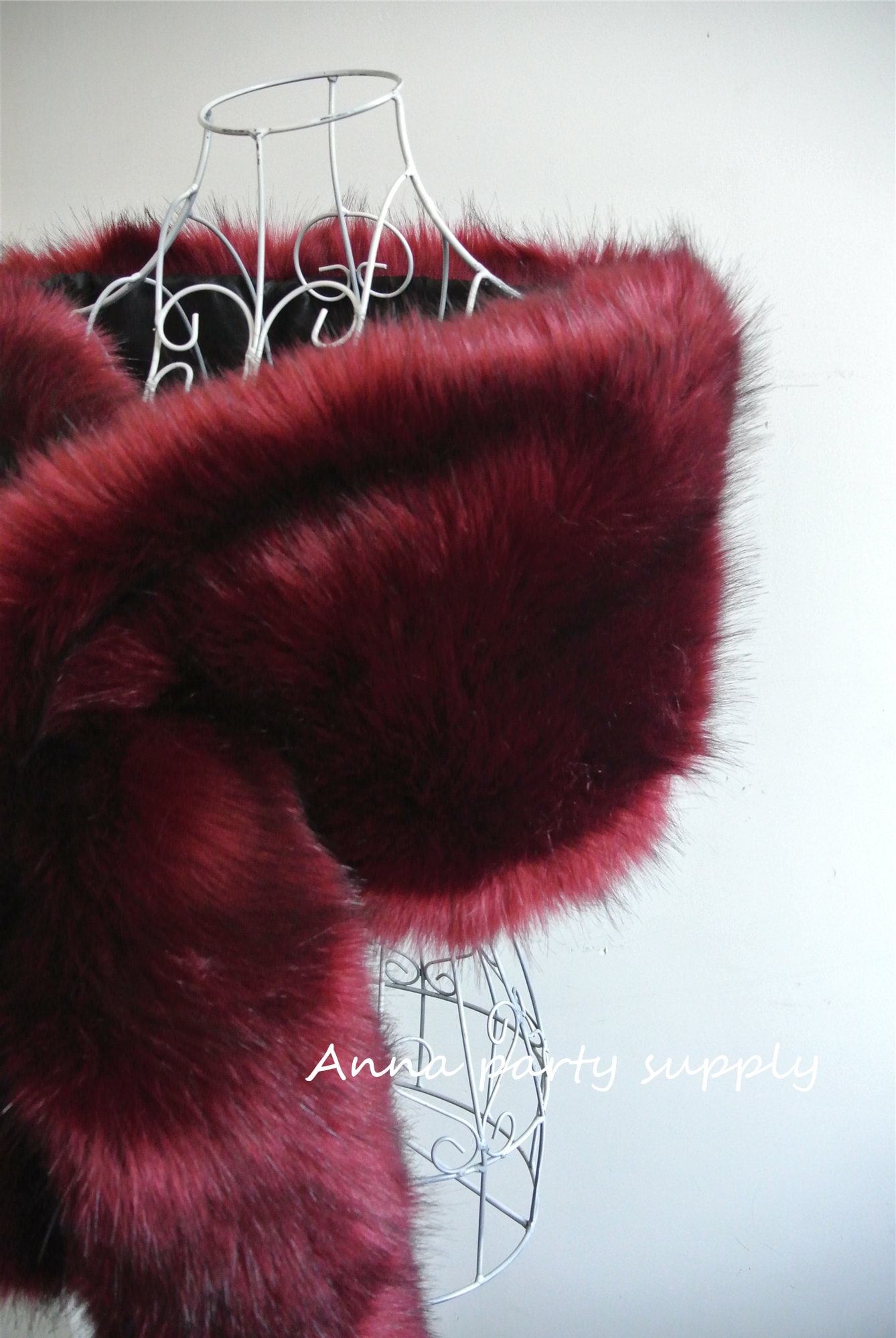 Burgundy Wine Red Faux Fur Bridal Wrap Shrug Wedding Faux Fur Cape ...